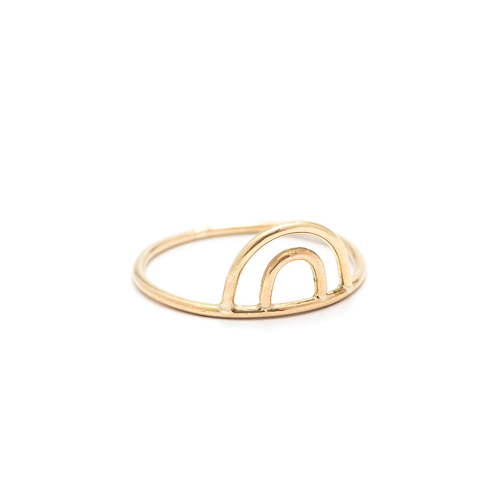 14k Gold Double Arc Stacking Ring. Delicate Jewellery. – The Straits ...
